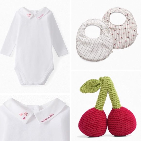 Bonpoint | One Pieces | Bonpoint Baby Organic Onesie Bib Set Cherry ...